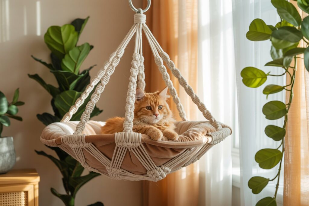 DIY Macrame Cat Hammock Your Cat Will Love - curatedsoftly.com
