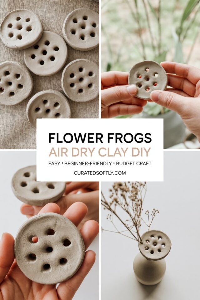 How to Make Flower Frogs with Air Dry Clay at Home - curatedsoftly.com